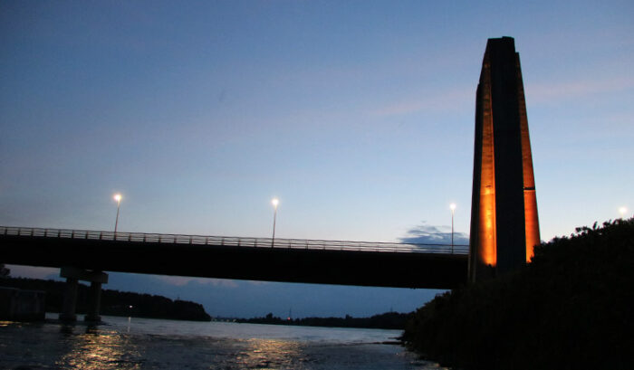 Cornwall's iconic bridge pier lit up along watefront | Cornwall Tourism ...